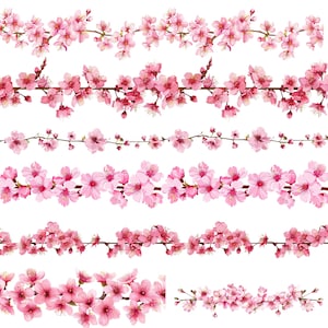 145 PNG, Watercolor Sakura Clipart Bundle, Spring Flowers Clipart ...