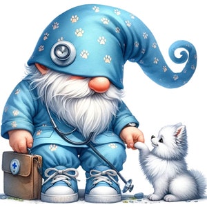 25 PNG, Doctor Gnome Clipart Bundle, Gnome Veterinarian Animal ...