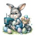 12 PNG/JPG Easter Bunny Tractor Clipart, Bunny Rabbit, Bunny Tractor ...