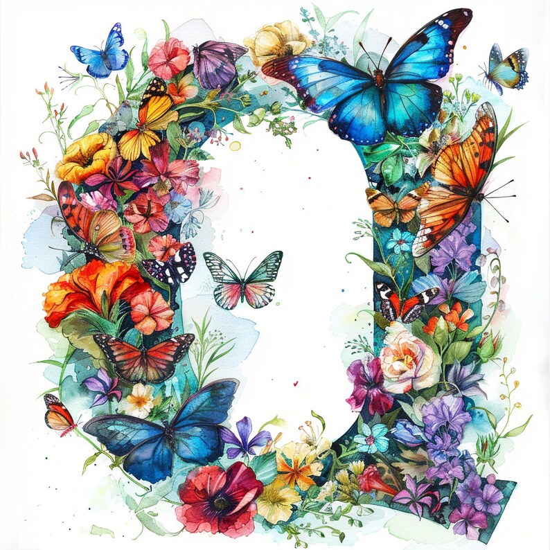 26 PNG, Watercolor Spring Floral Alphabet Collection Clipart, Alphabet ...