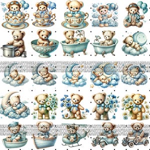 70 PNG Vintage Teddy Bear Clipart Bundle, Adorable Blue Teddy Bear ...