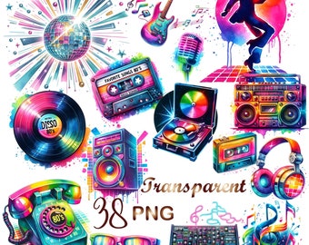 Disco Clipart Retro Clip Art, Dancing Vintage Jukebox Albums Music ...