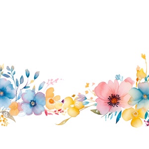 10 Flower Border Clipart, High Quality Jpgs, Sky Blue, Yellow, Peach ...