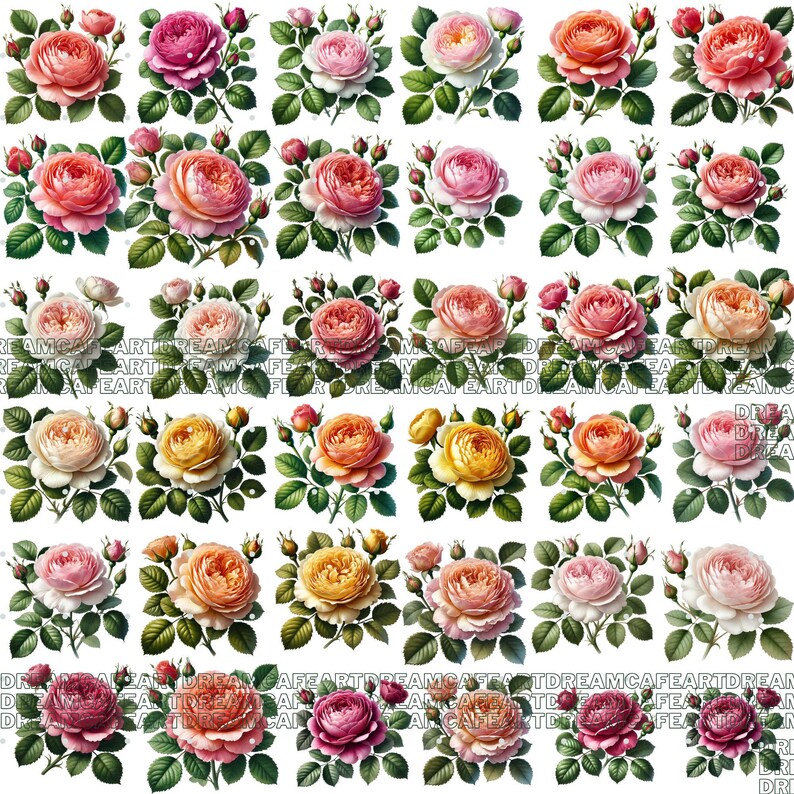 110 PNG English Roses Clipart – Vintage Rose Graphics – Vibrant ...