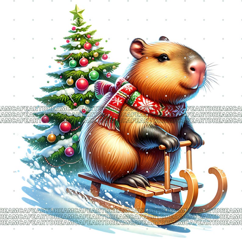 25 PNG Christmas Capybara Clipart Bundle | Cute Holiday Capybaras ...