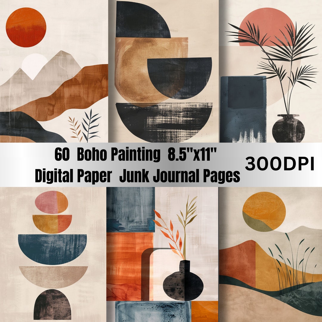 60 Printable Watercolor Boho Digital Paper, Boho Art,boho Style ...