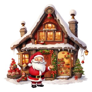 22PNG, Santa Claus Clipart PNG, Santa in a Workshop, Santa Sublimation ...