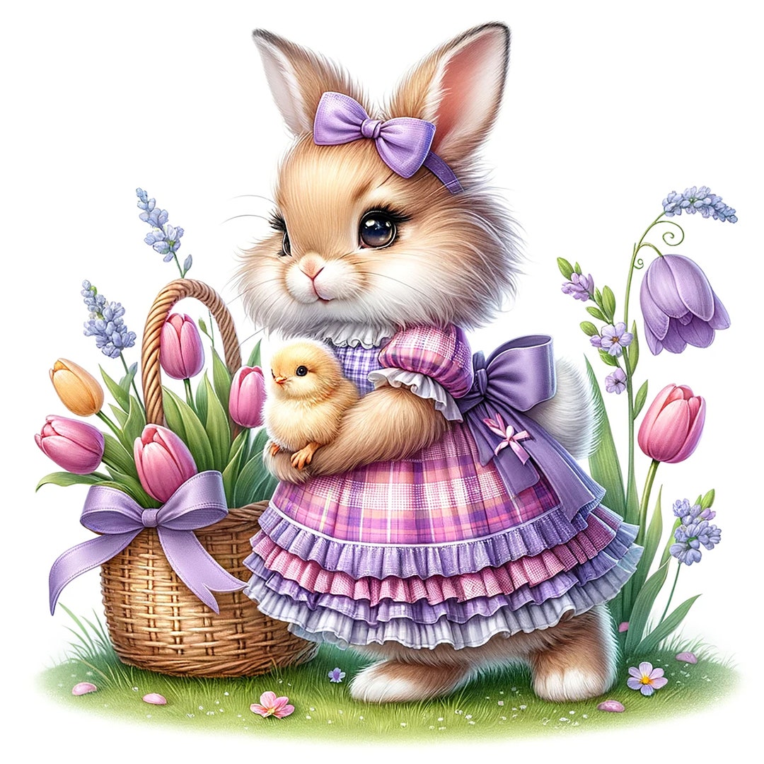 12PNG/JPG Easter Bunny Clipart Bundle, Easter Bunny Clipart, Easter ...