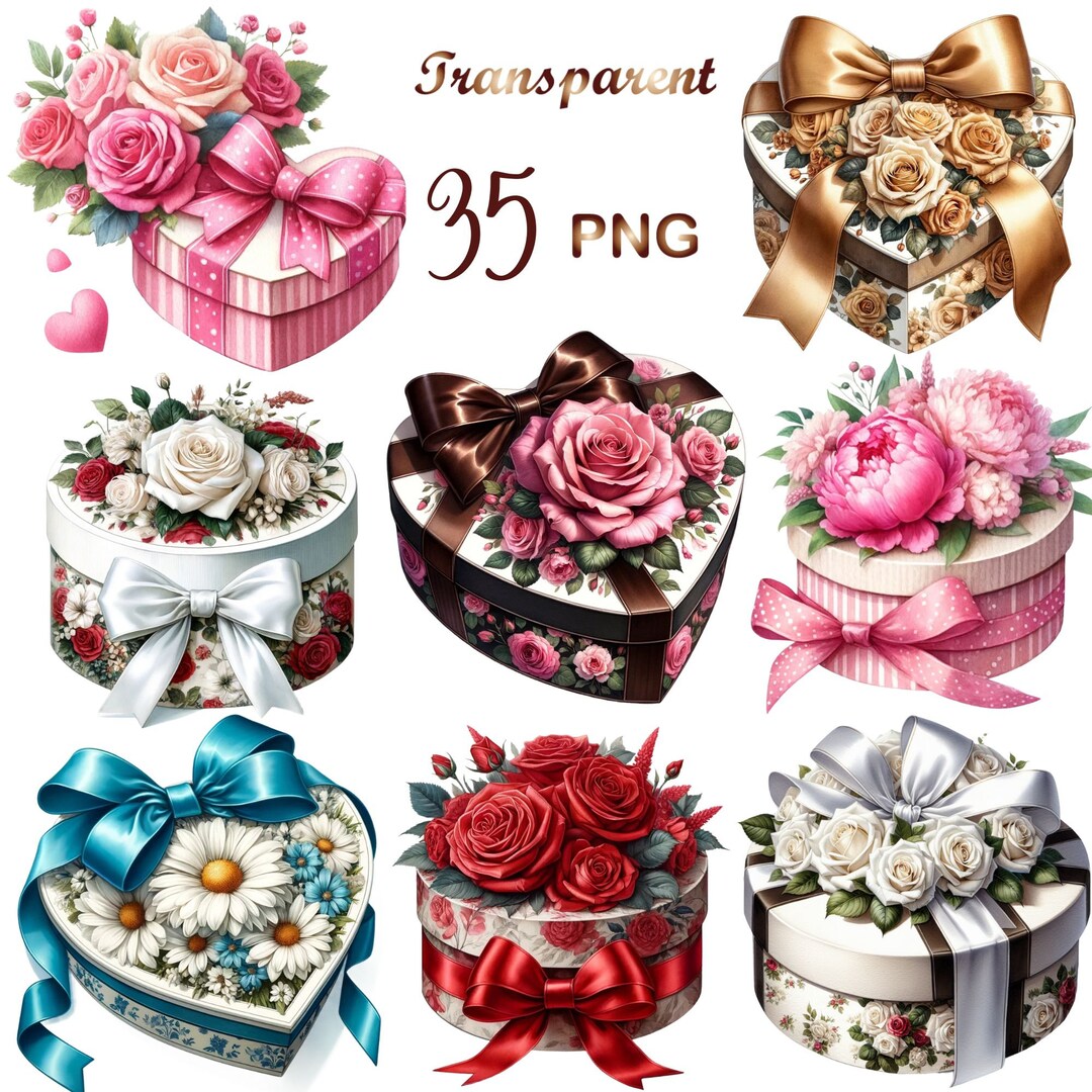 35 PNG, Watercolor Present Clipart Bundle, Floral Gifts Clipart Bundle ...