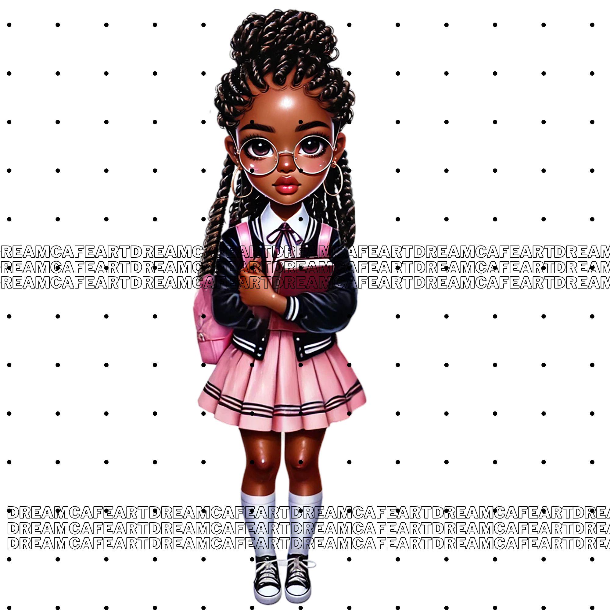 35 PNG, Black School Girls Clipart Bundle,set 1,black Cute Educational ...