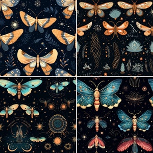 20 Dream Moths Seamless Pattern - Watercolor Pattern - Seamless Pattern - Commercial Use ...