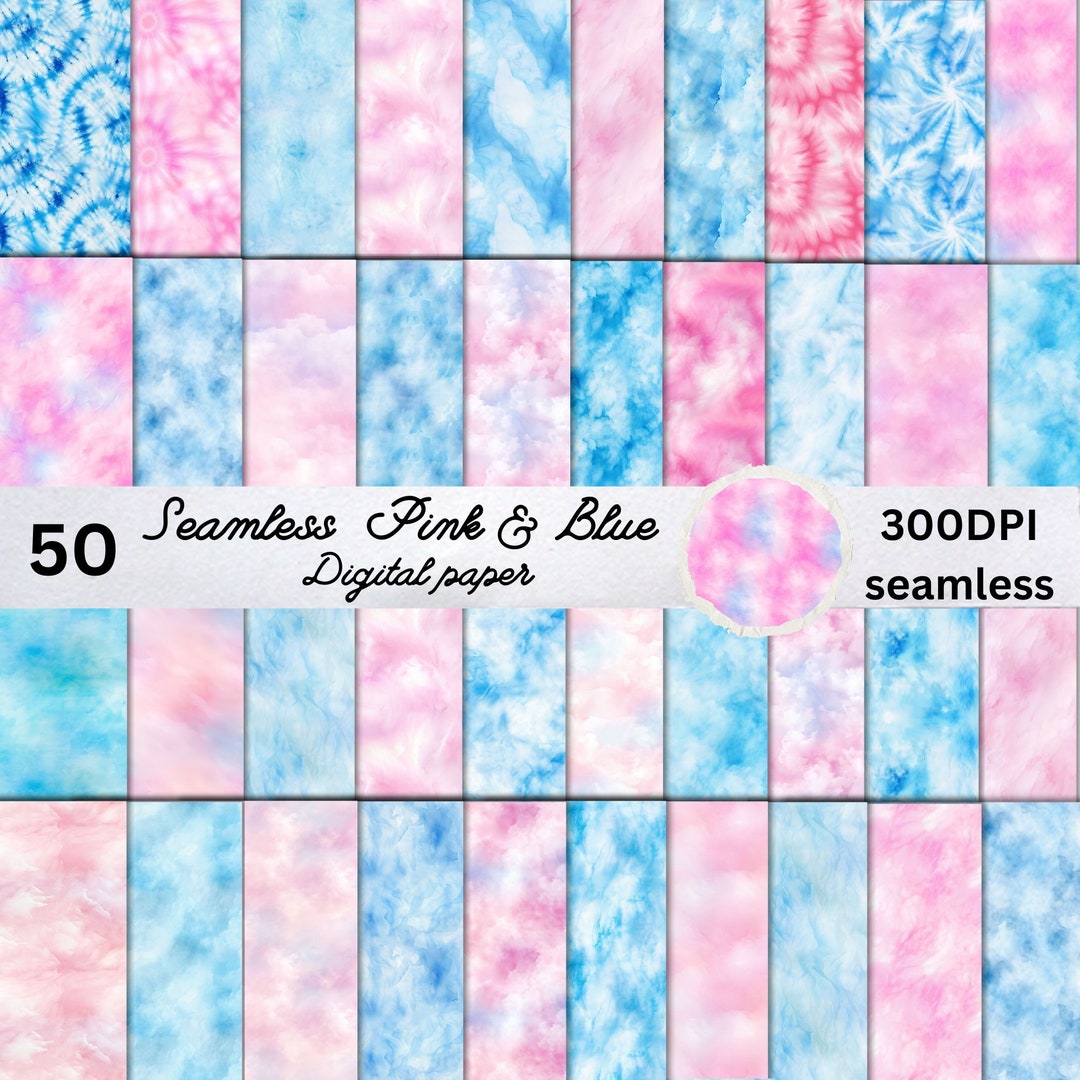 50 Seamless Pink and Blue Textures Digital Paper,seamless Pattern,pink ...