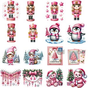 50 PNG Set 1 Pink Christmas Clipart Bundle, Winter Graphics, Xmas ...