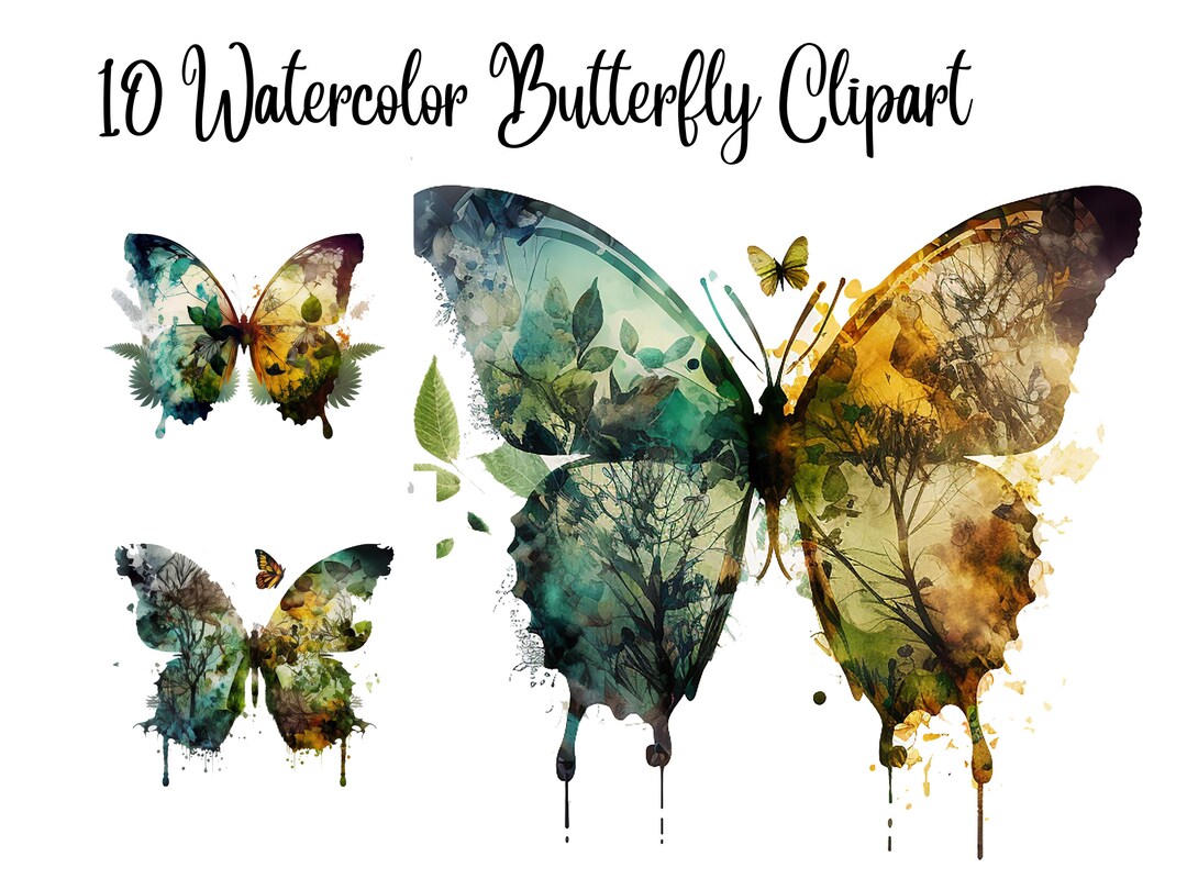 10 Butterfly Clipart Jpgs,commercial Use,digital Download,card Making ...
