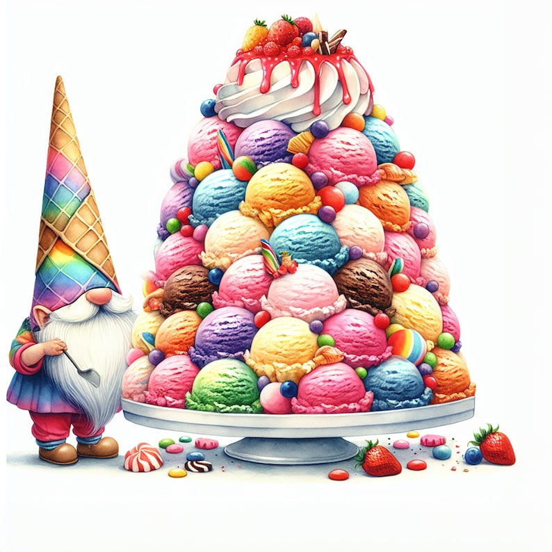 Ice Cream Gnome Clipart Bundle: 25 PNG Summer Designs (digital Download ...
