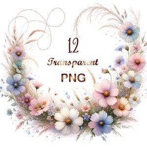 12 Boho Floral Border Png, Floral Border Clipart, Watercolor Floral ...