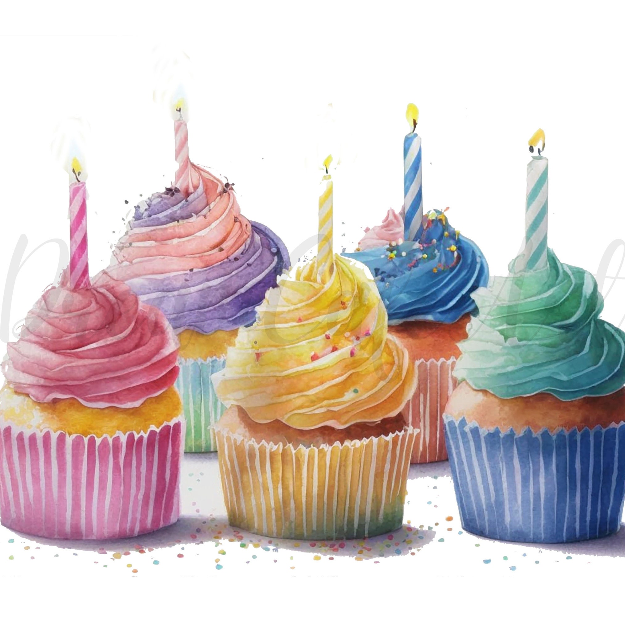 10 Birthday Cupcakes Clipart High Quality Jpgs Digital - Etsy