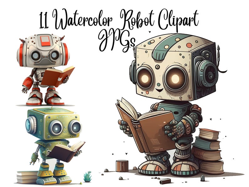 11 Watercolor Robot Clipart Cute Robot Clipart Robot Clip - Etsy UK