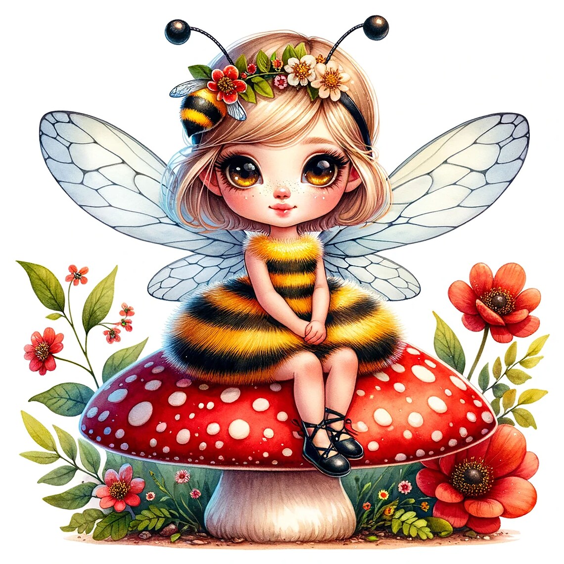 27 PNG Bee Fairy Clipart Bundle, Bee Fairy Clipart, Watercolor Bee ...
