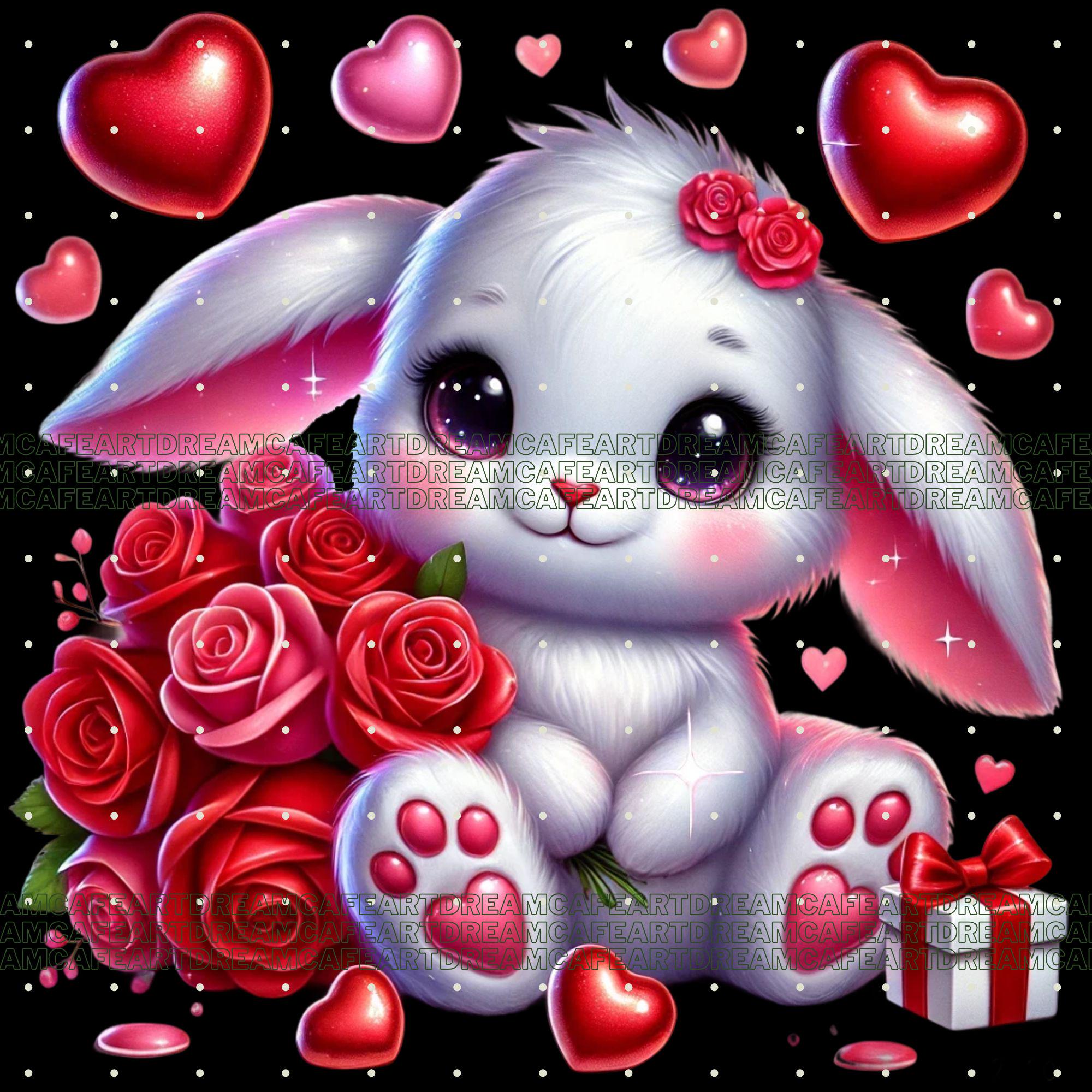 Valentine Bunny Clipart Bundle – 42 Cute Pngs Rabbits, Hearts, Roses ...