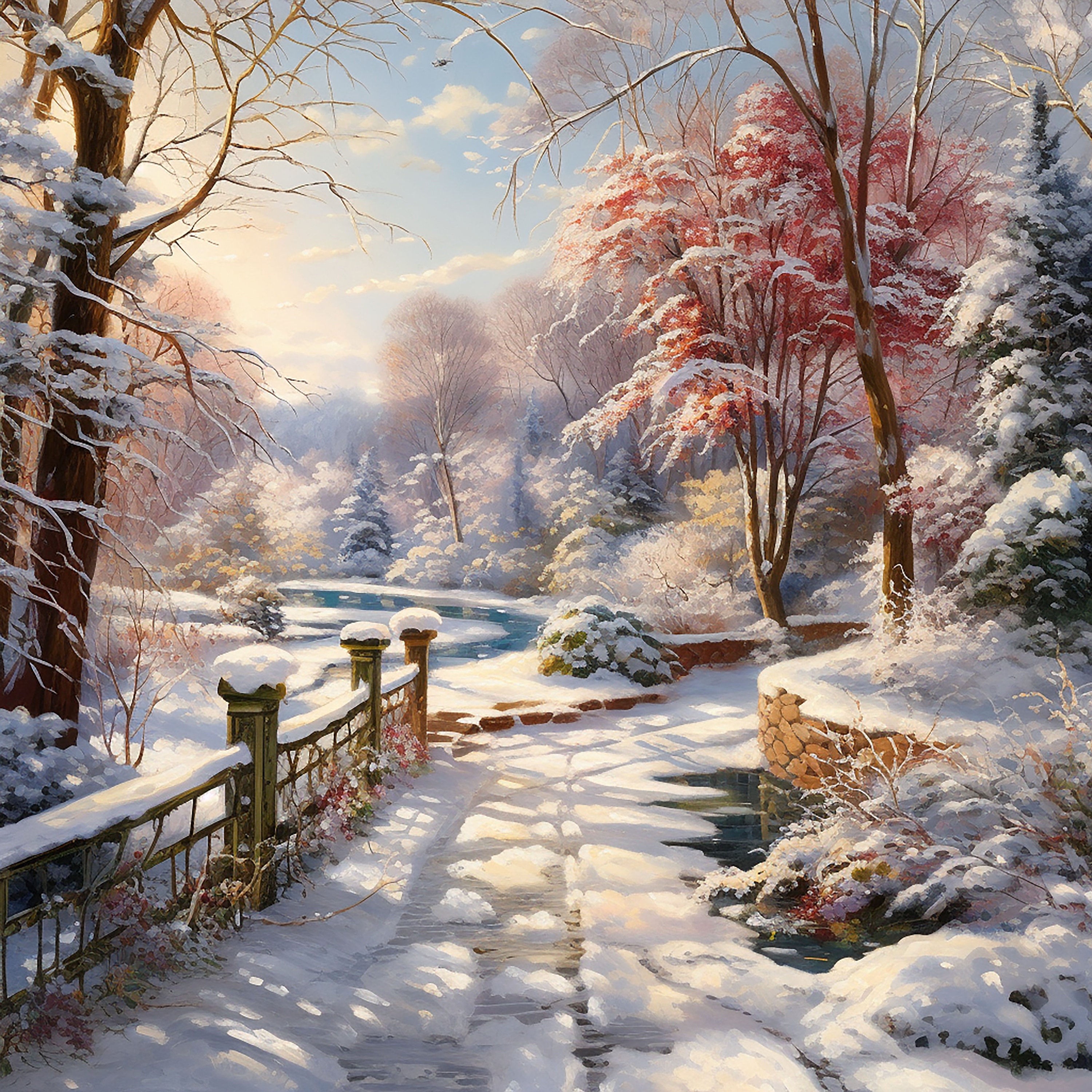 15 + Printable Watercolor Winter Landscape Digital Paper,winter ...