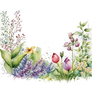 10 Watercolor Spring Border Clipart Jpgs,commercial Use,digital ...