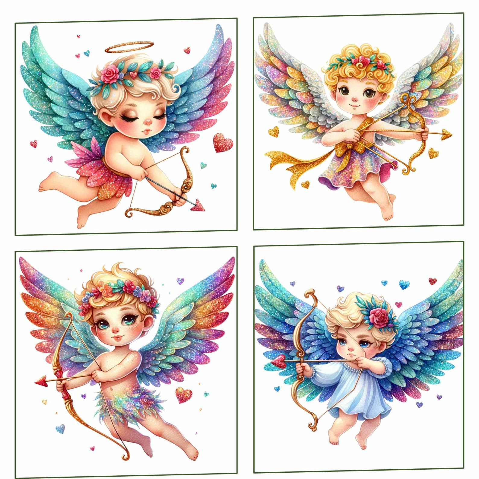 Watercolor Cupid Clipart Bundle, Valentine's Day Angels (PNG Digital ...
