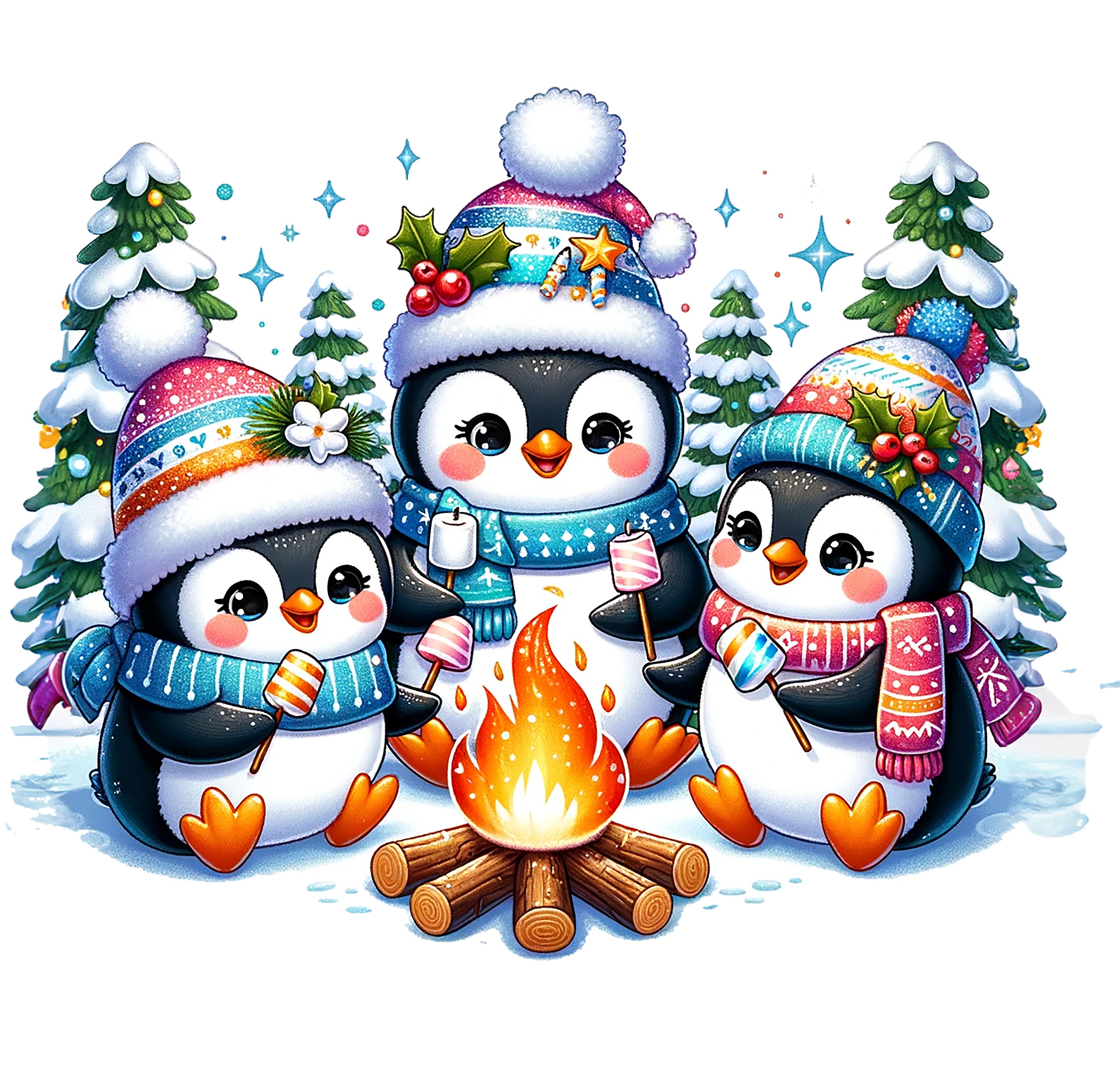 12 Winter Penguin Clipart PNG and JPG, Set 3, Christmas Penguin Clipart ...