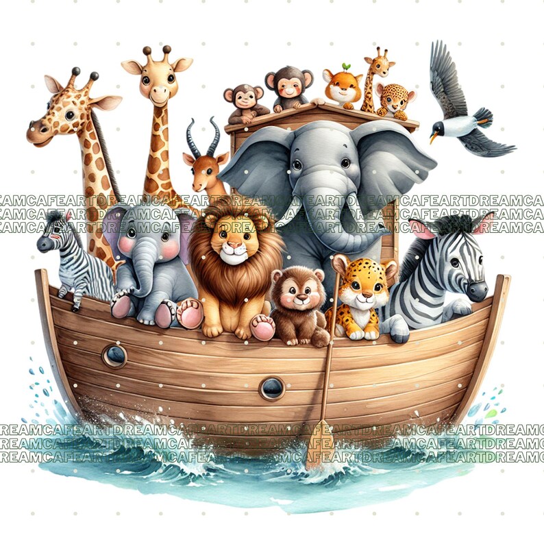 11 PNG/JPG, Noah's Ark Clipart, Watercolor Bundle, Christian Clipart ...