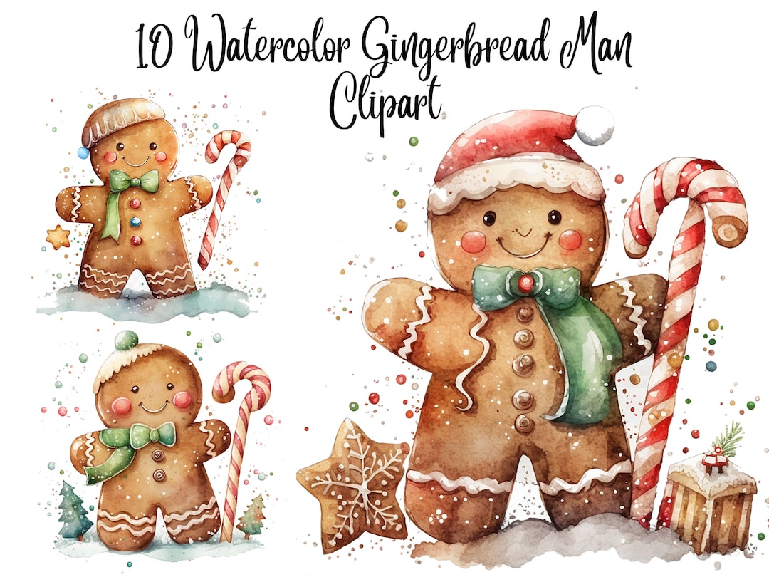 10 Gingerbread Man Clipart, Set1, High Quality Jpgs,digital Download ...