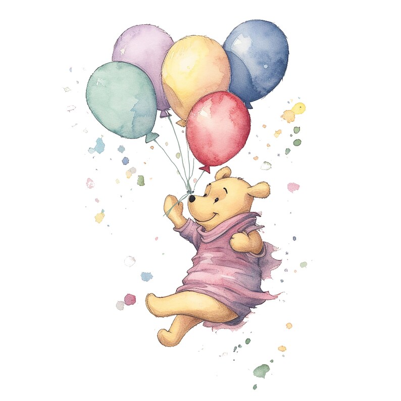 10 Watercolor Winnie Jpgs, High Quality, Digital Planner, Paper Crafts ...