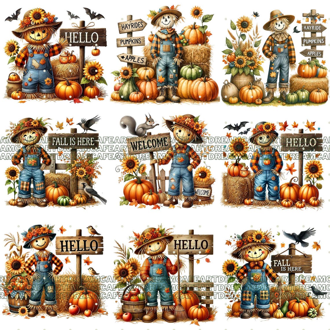 Fall Scarecrows Clipart – 62 PNG | Hello Pumpkin, Pumpkins, Autumn ...