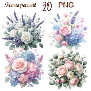 20 Wedding Clipart, Watercolor Floral Clipart, Floral Clipart, Spring ...