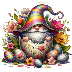 16 Jpgs,easter Gnome Clipart Bundle,easter Clipart,easter Gnome,digital Download,card Making ...