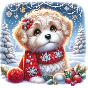 20 Jpgs, Winter Puppy Dog Clipart, Commercial Use, Watercolor Clipart ...