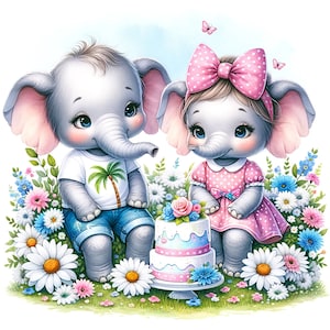 35 Jpgs Cute Elephant Clipart Bundle,baby Boy Elephant Illustration ...
