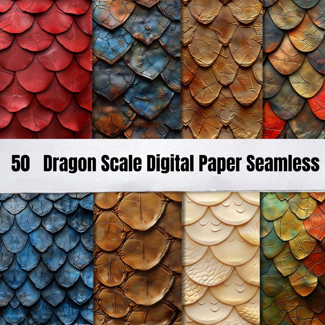 50 Realistic Dragon Scale Digital Paper, Seamless Dragonscale Pattern ...
