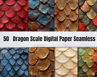 Realistic Dragon Scale Digital Paper 16 Seamless Dragonscale Pattern ...