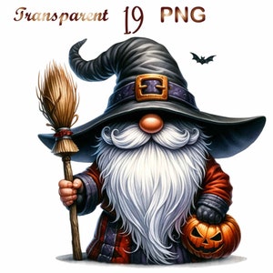 19 Gnome Halloween Clipart,gnome Clipart Bundle, Autumn Gnome Png ...