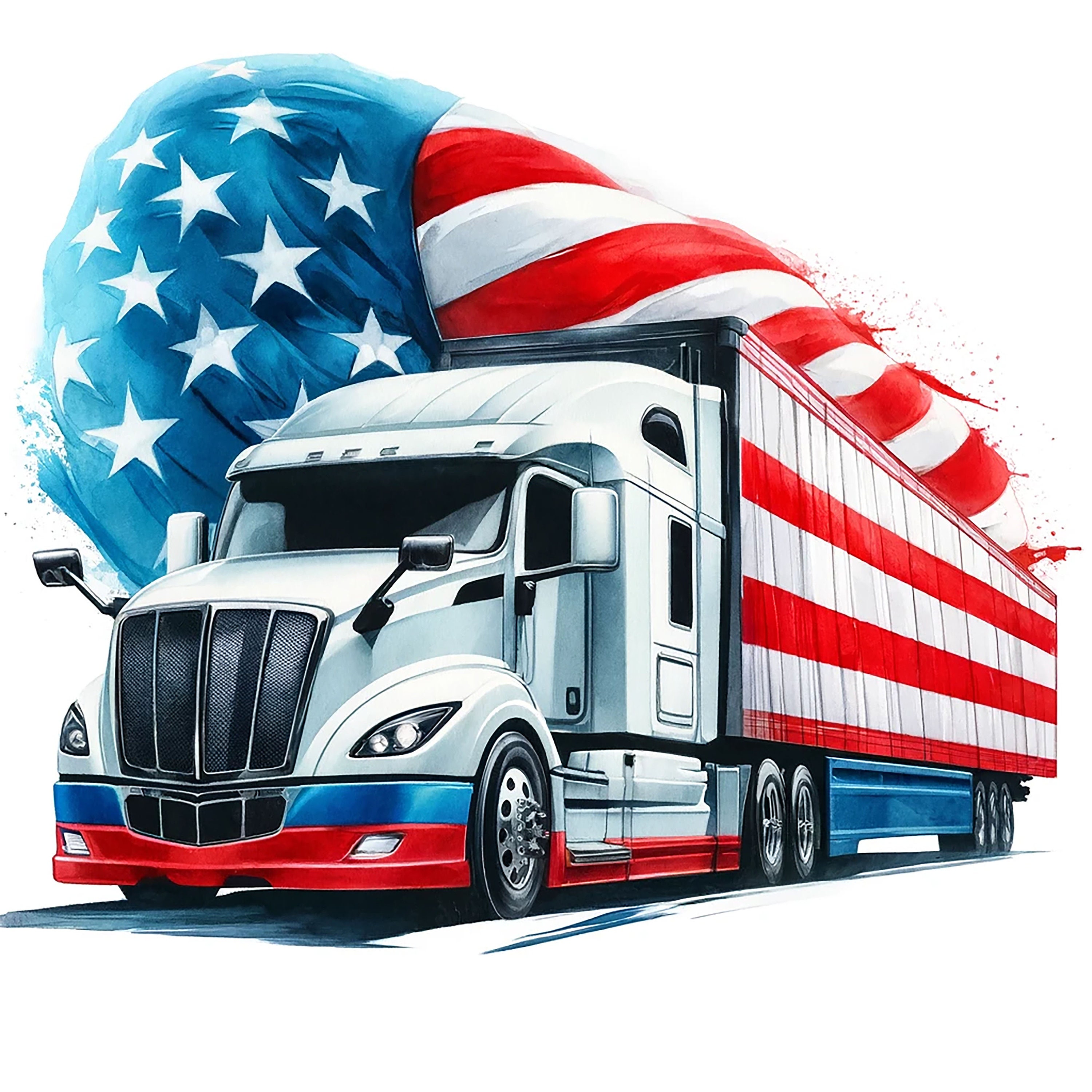 11 PNG/JPG, Semi Truck Flag Clipart Bundle , Semi Truck America Flag ...