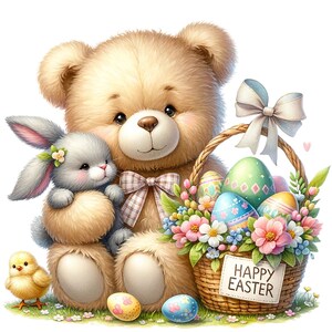 20 PNG Easter Teddy Bear Clipart Bundle, Easter Clipart, Easter Png ...