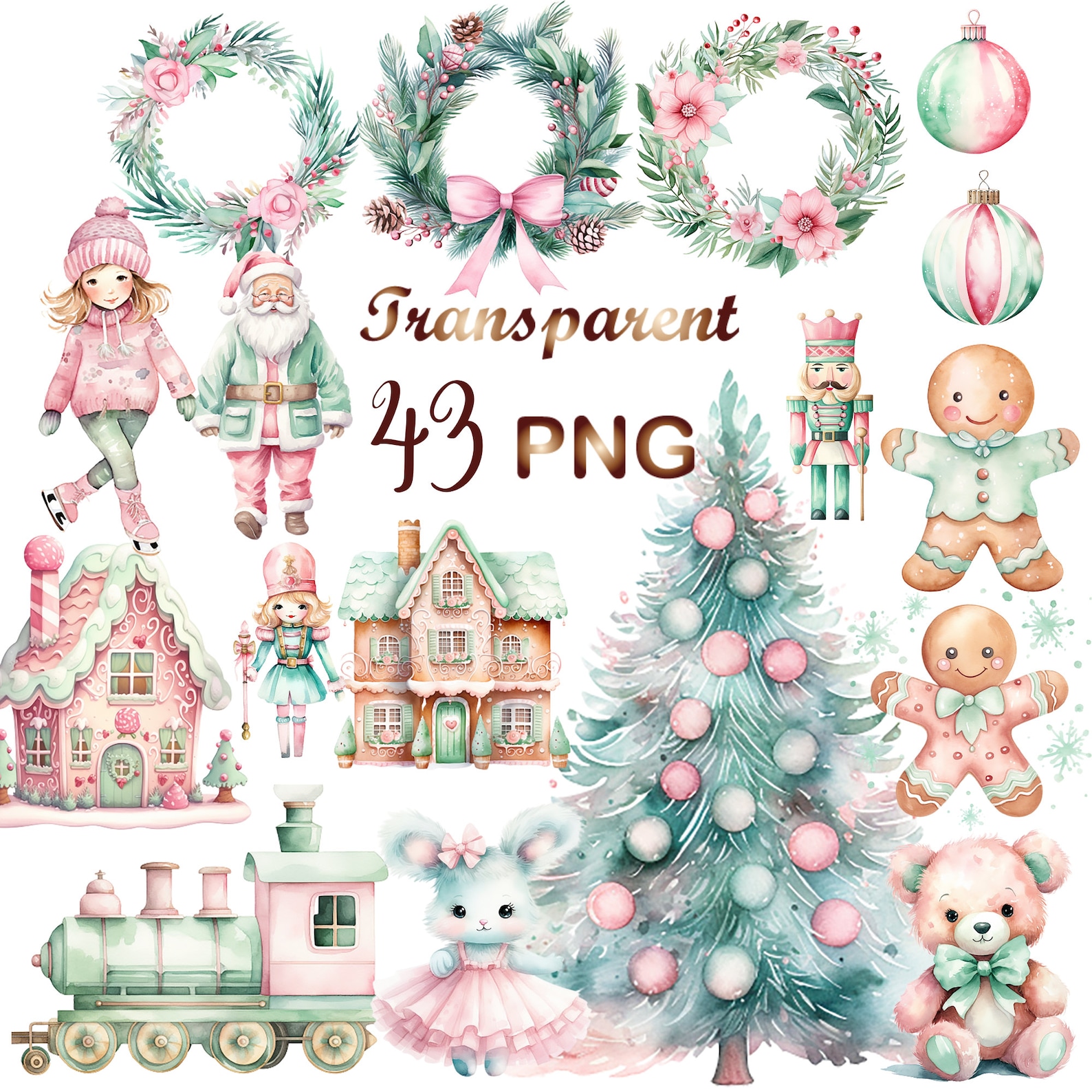 43 Pastel Christmas Clipart Png, Christmas Graphics, Merry Christmas ...