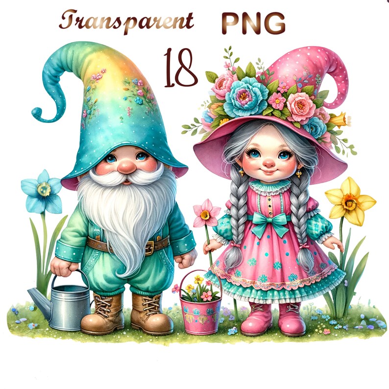 18 Spring Gnome Bundle Png, Gnome Sublimation, Spring PNG, Sublimation ...