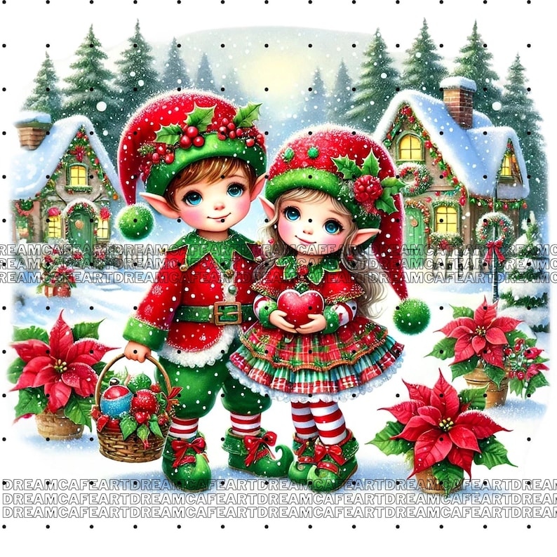 50 PNG, Christmas Elves Clipart Bundle, Cute Christmas Elves, Festive ...