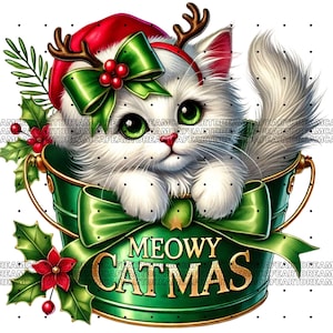 30 PNG Set 7, Christmas Kitten Clipart Bundle, Meowy Christmas Clipart ...