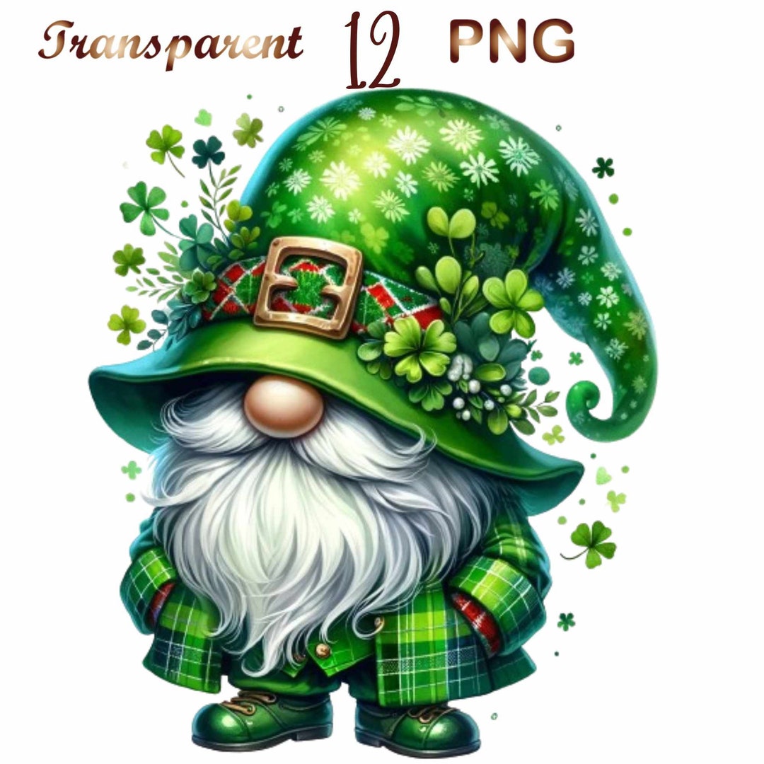 12 St Partick Gnome Png, Gnome Clipart Bundle, Gnome Clipart, Gnome Png ...