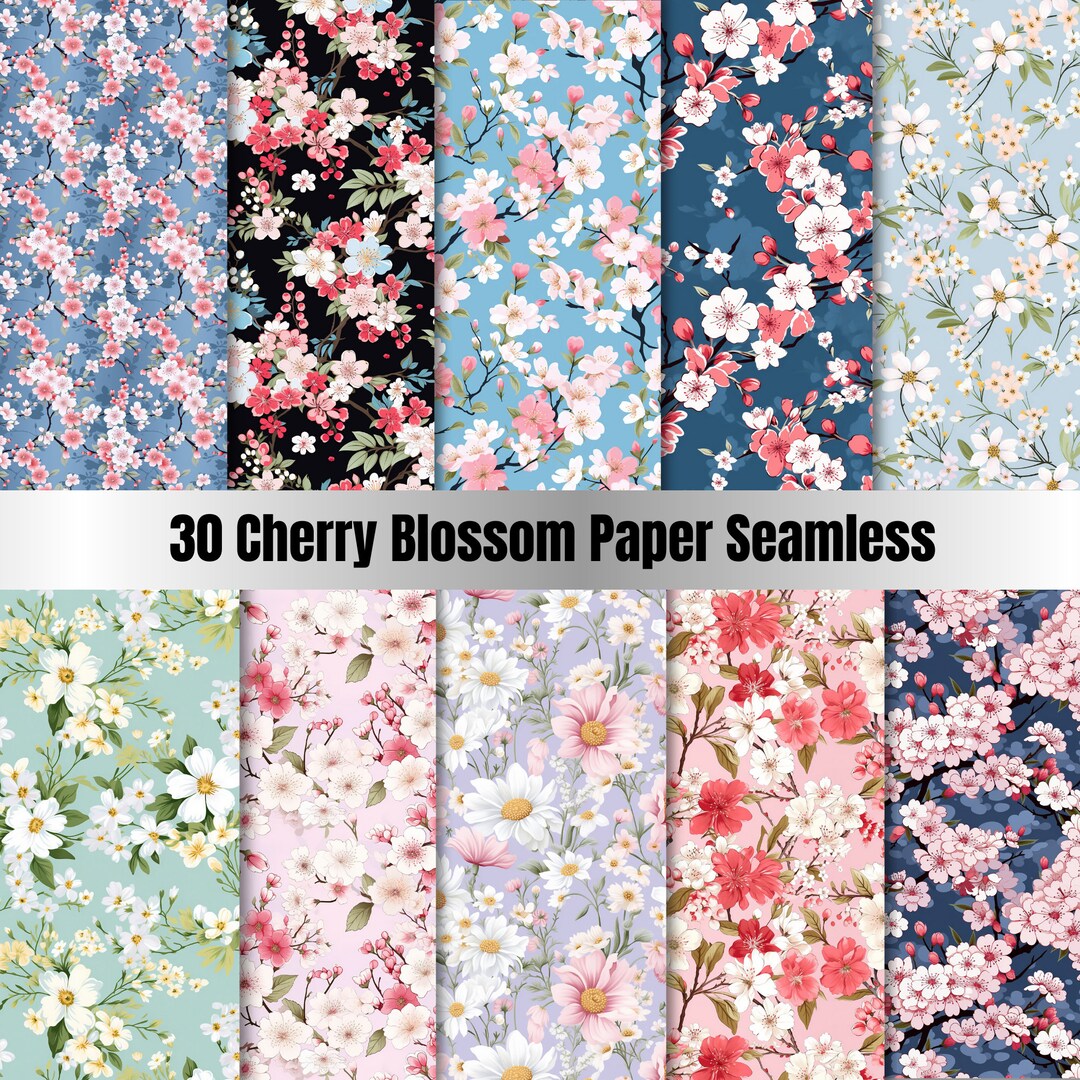 30 Vintage Cherry Blossom Paper Seamless,digital Paper Pack,cherry ...
