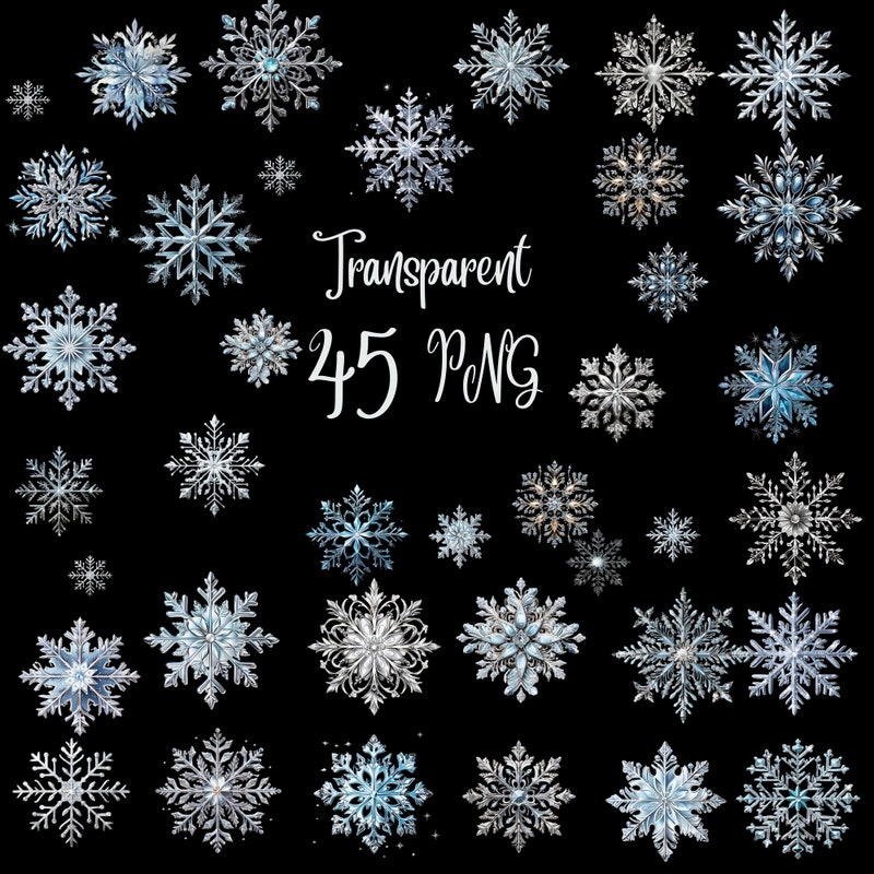 Snowflakes Free Clipart - Etsy UK