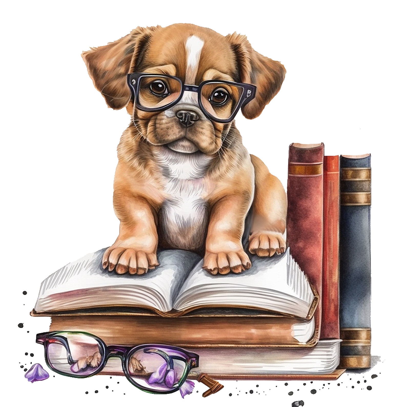 10 Dog and Books, Books Clipart, Jpgs, Commercial Use,digital Paper ...