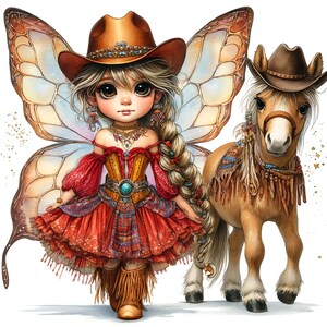 24 JPG, Cowgirl Fairy Clipart Bundle, Cowgirl Clipart, Cowgirl Clipart ...